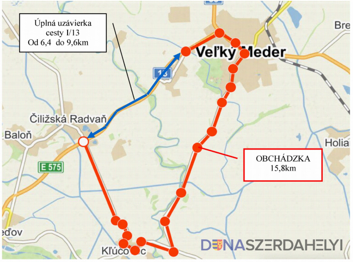 Uzávierka cesty I/13 (Veľký Meder - Medveďov) koncom apríla ...